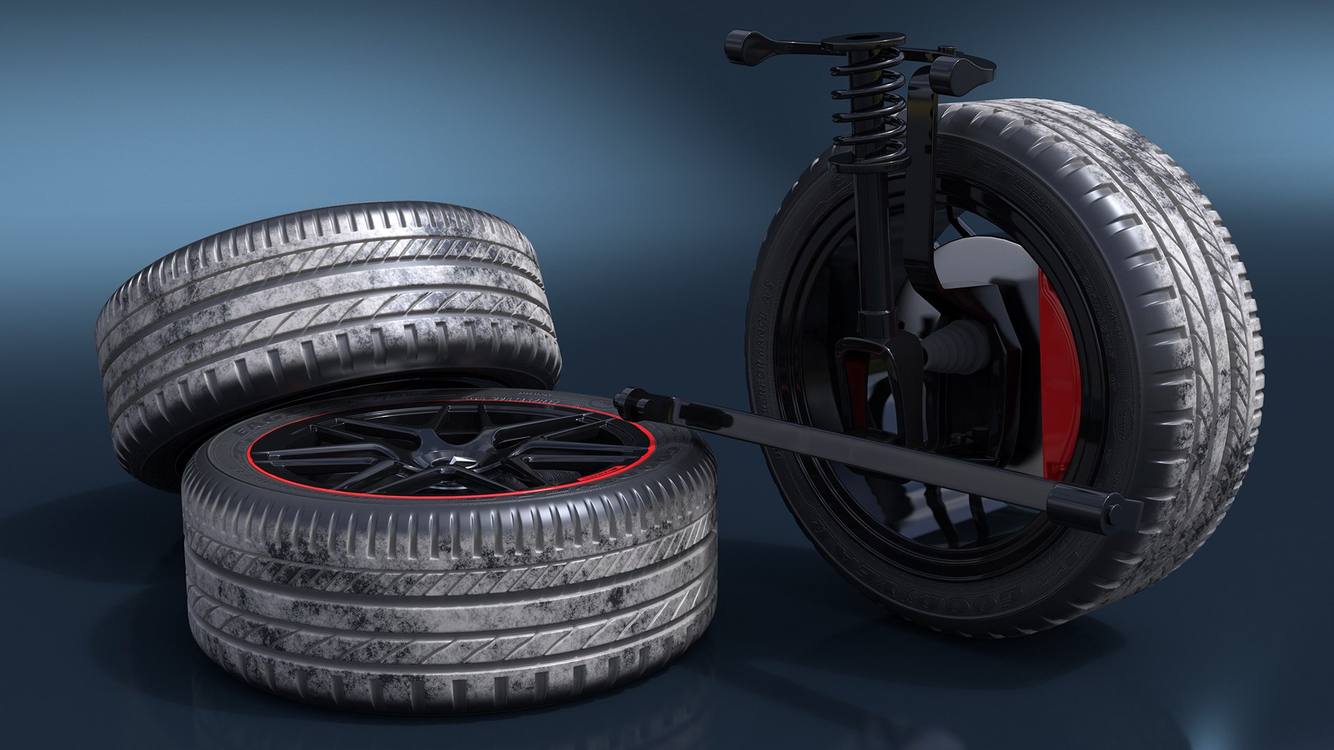 3D Goodyear Eagle Asymmetric Tire With AMG Brake And Suspension ...