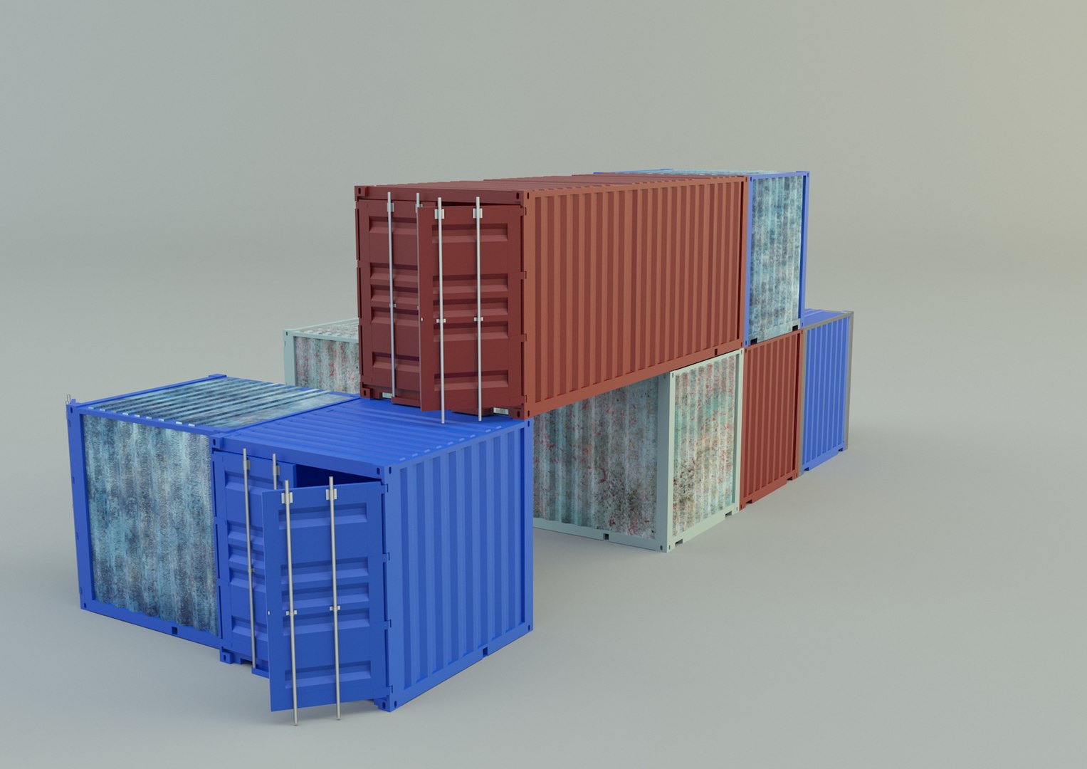 Various container group model 3D model 3D - TurboSquid 2056386