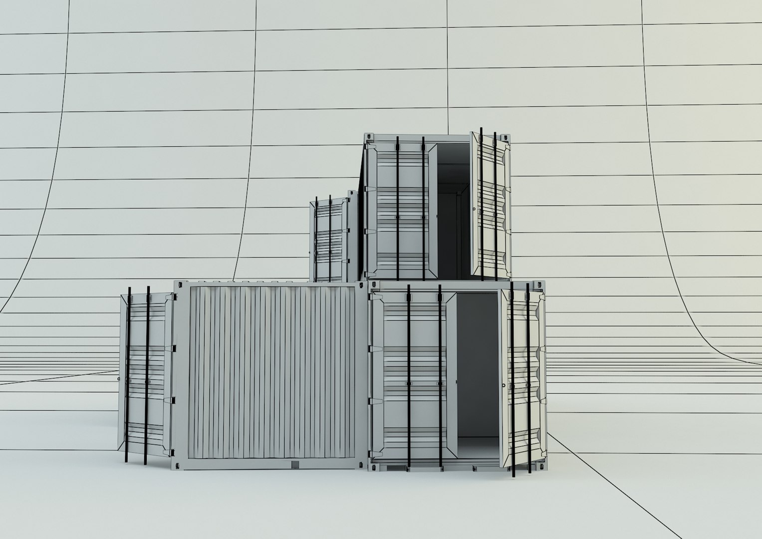 Various container group model 3D model 3D - TurboSquid 2056386