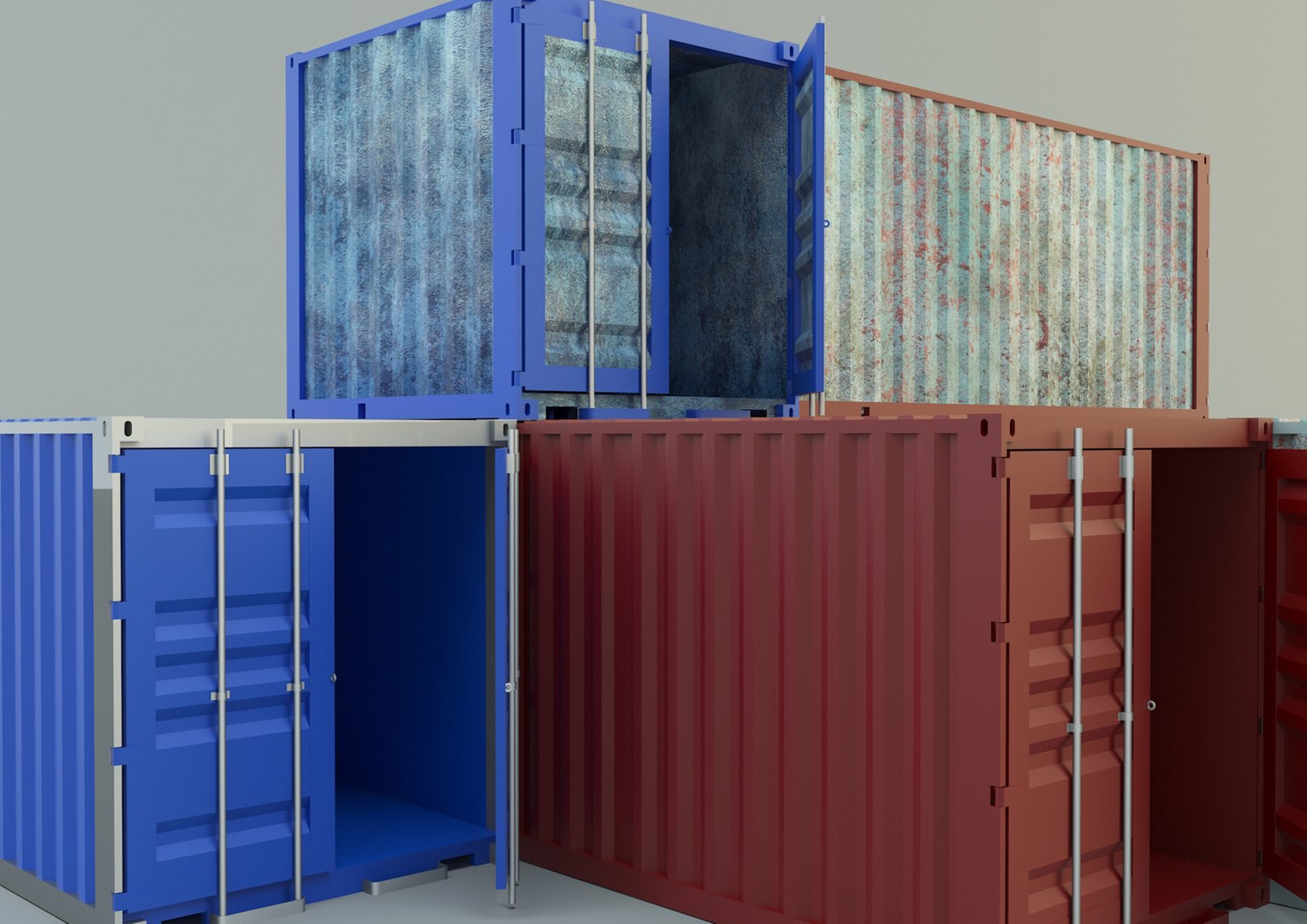 Various container group model 3D model 3D - TurboSquid 2056386