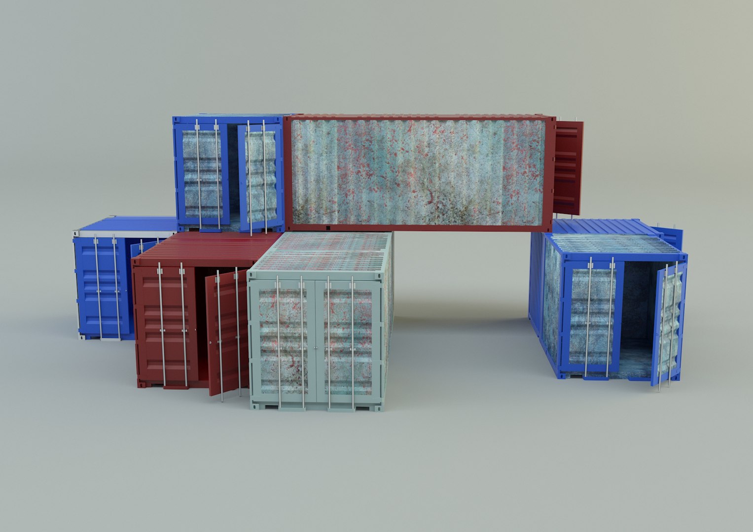 Various container group model 3D model 3D - TurboSquid 2056386