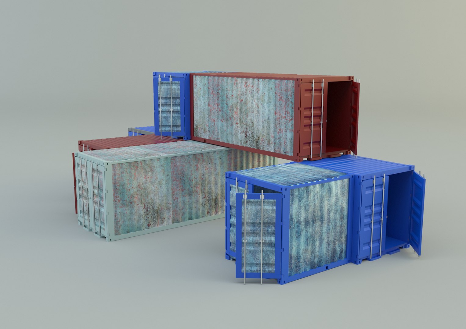 Various container group model 3D model 3D - TurboSquid 2056386