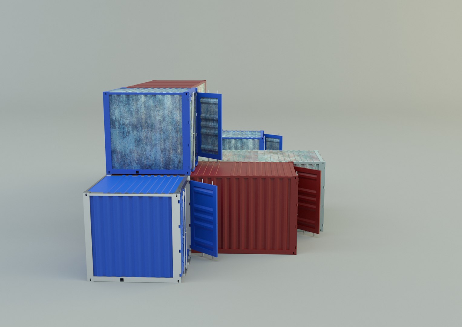 Various container group model 3D model 3D - TurboSquid 2056386