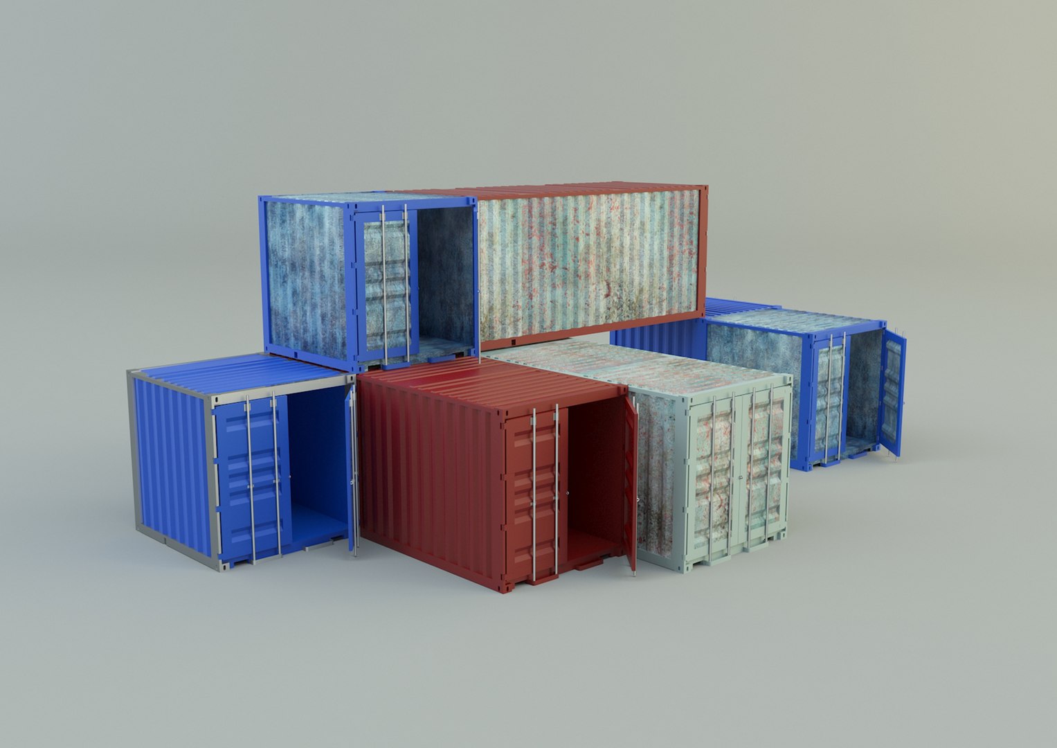 Various container group model 3D model 3D - TurboSquid 2056386
