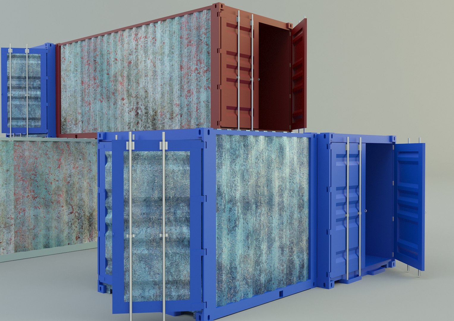 Various container group model 3D model 3D - TurboSquid 2056386