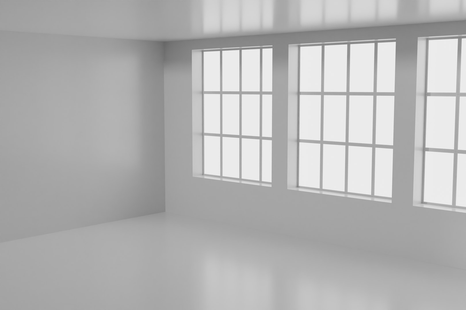 3D Empty Room With Windows Model - TurboSquid 2143433