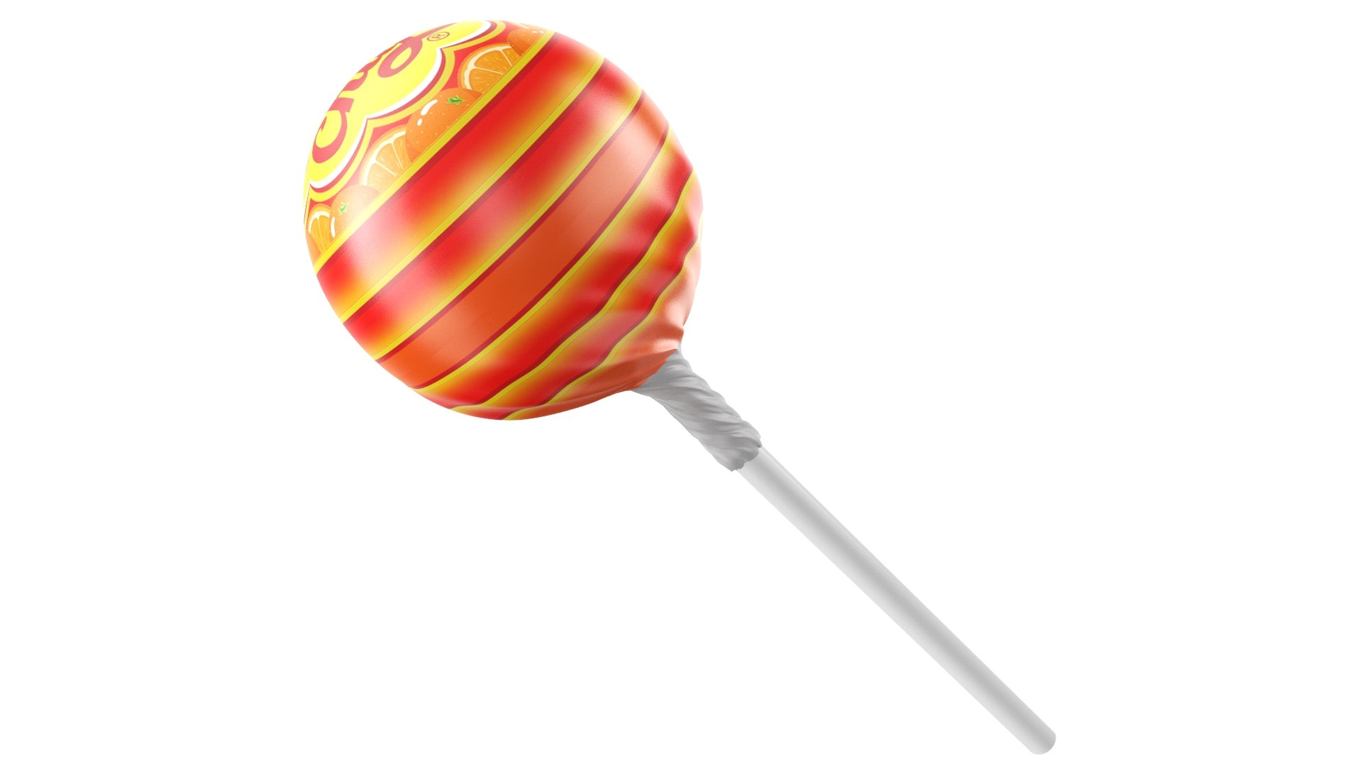 3D Orange Lollipop Wrapped Model - TurboSquid 1914259