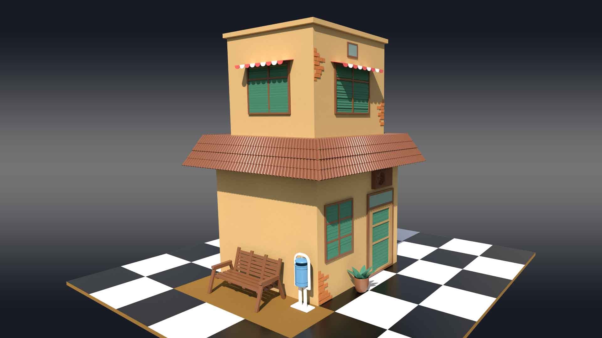 Free Cartoonish House Building 3D Model - TurboSquid 2368448