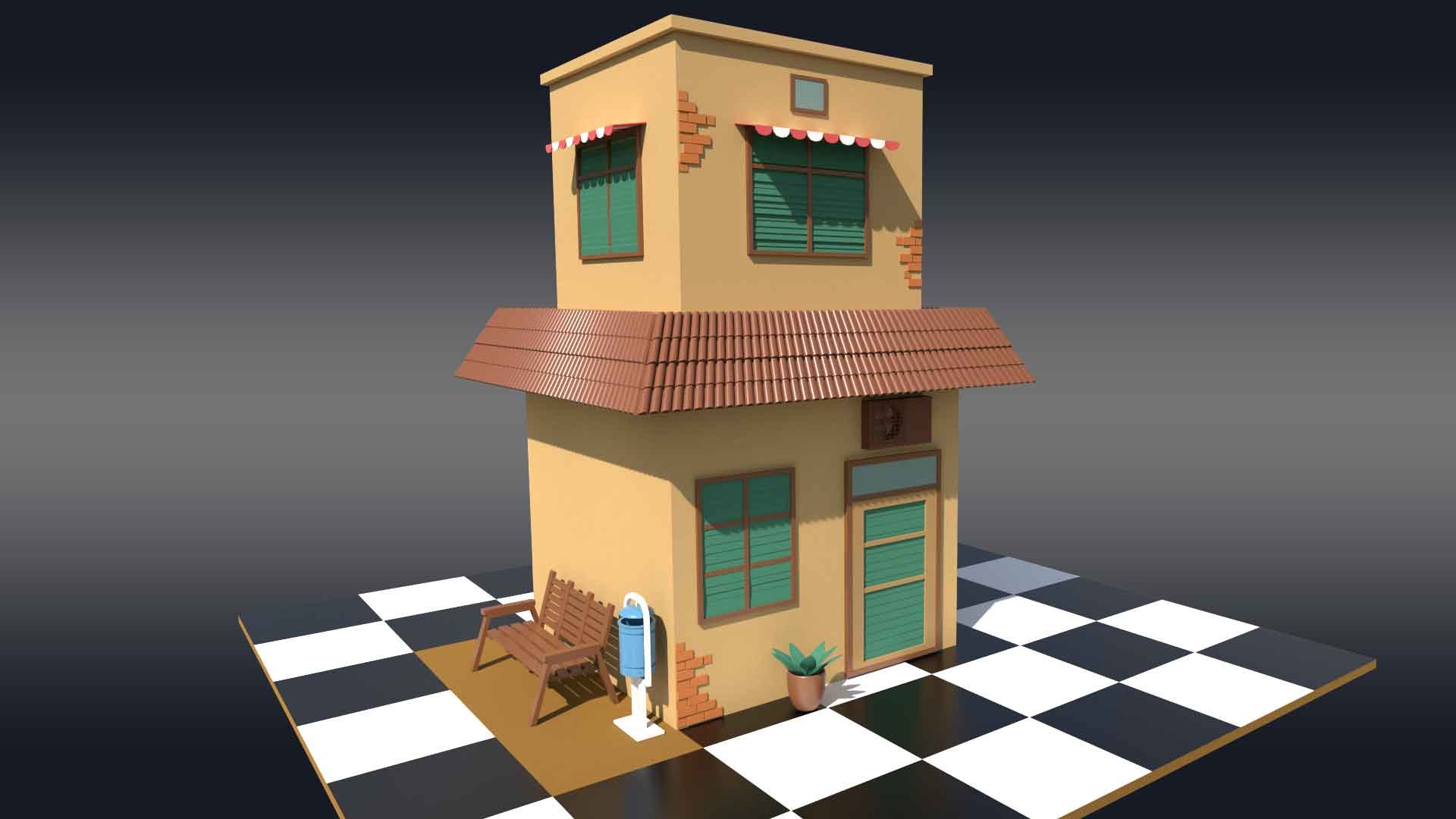 Free Cartoonish House Building 3D Model - TurboSquid 2368448