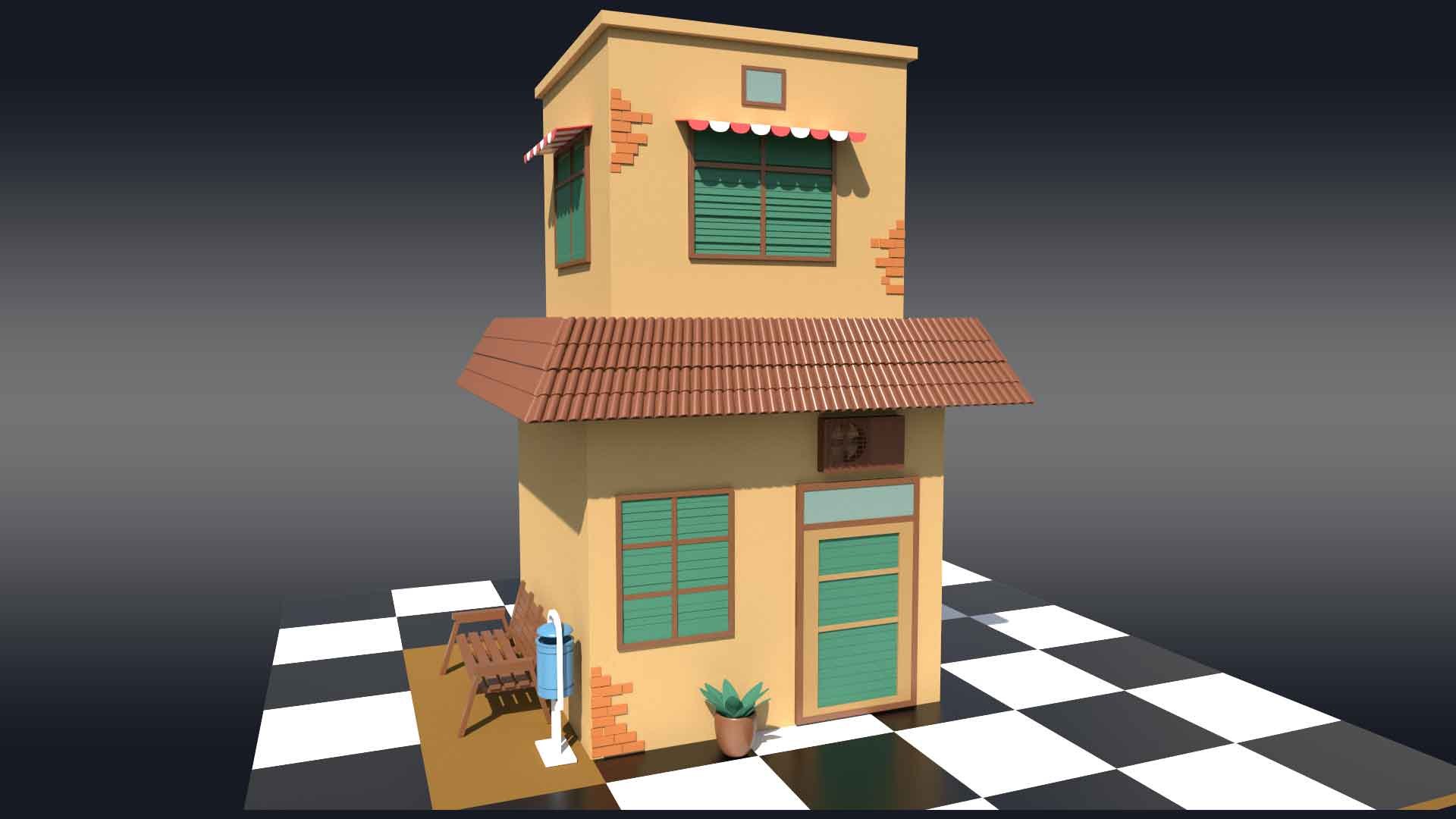 Free Cartoonish House Building 3D Model - TurboSquid 2368448