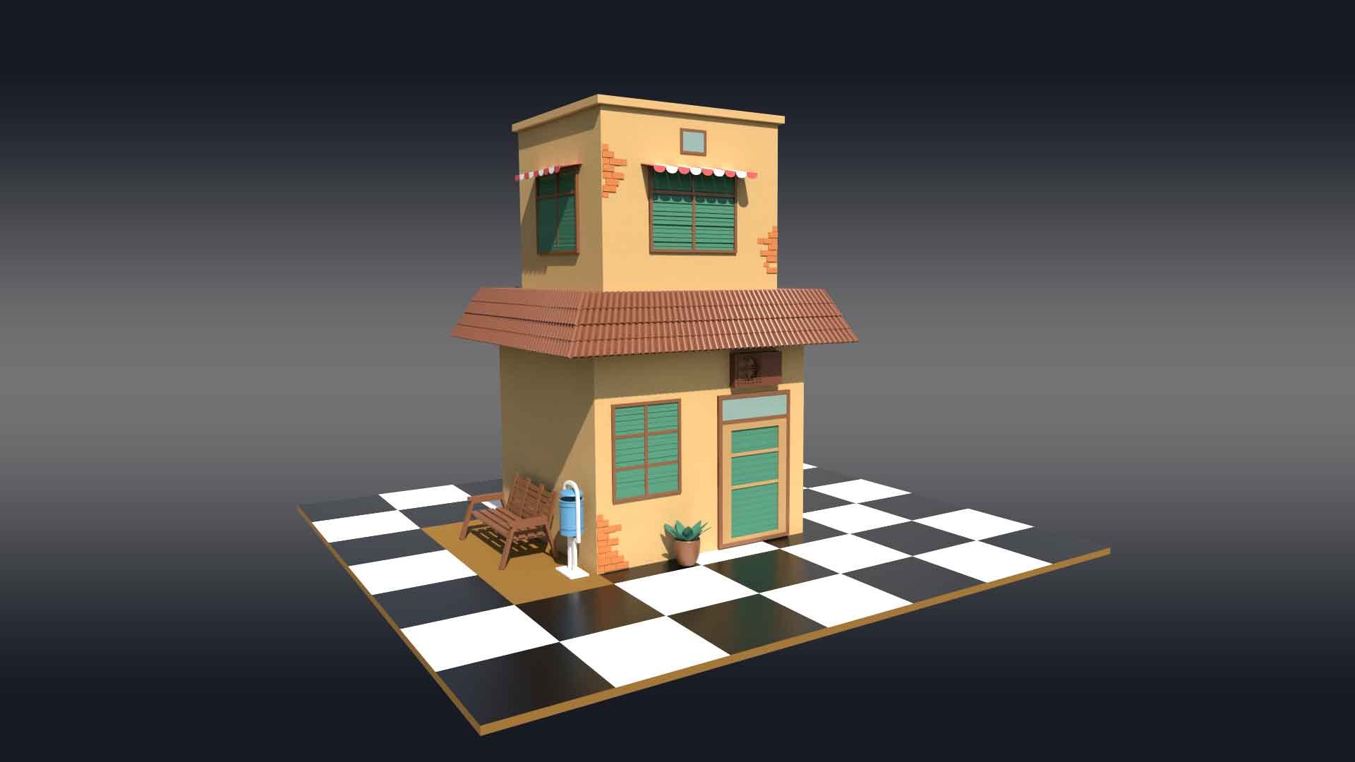 Free Cartoonish House Building 3D Model - TurboSquid 2368448
