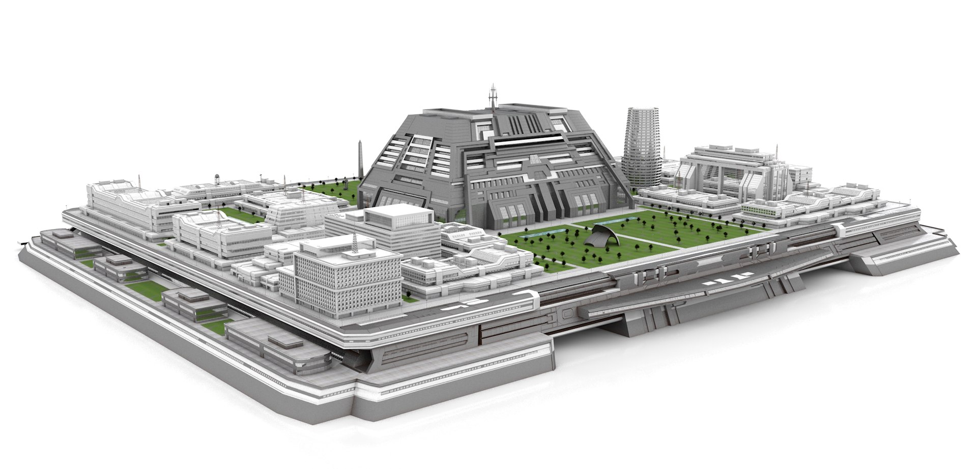 Futuristic City Center Platform 3D Model - TurboSquid 1633463