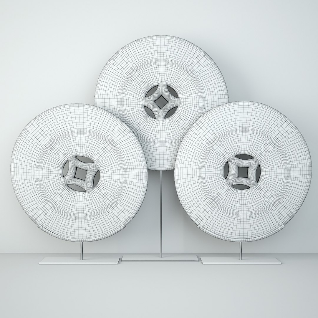 3D Model Blue And White Ceramic Disks 3 - TurboSquid 2130105