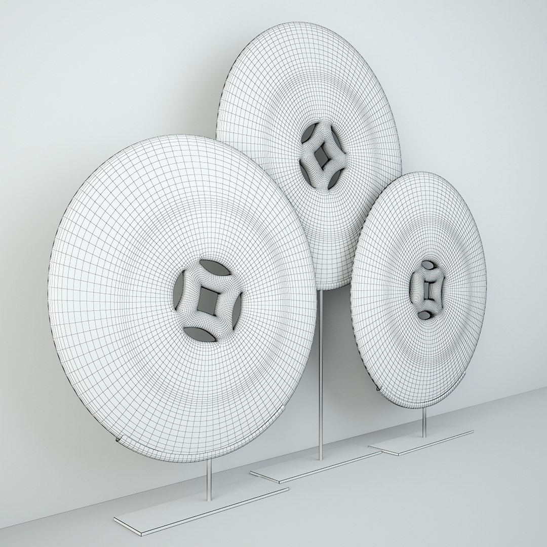 3D Model Blue And White Ceramic Disks 3 - TurboSquid 2130105