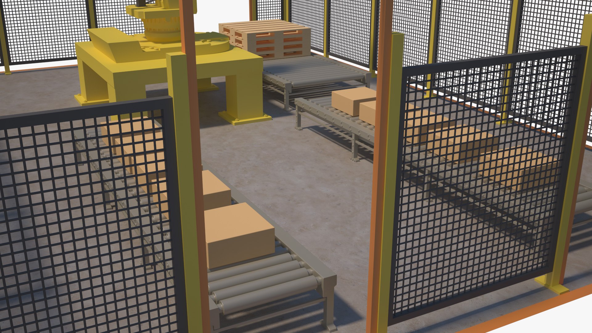 Palletizing Cell Scene 01 3D Model - TurboSquid 2139100