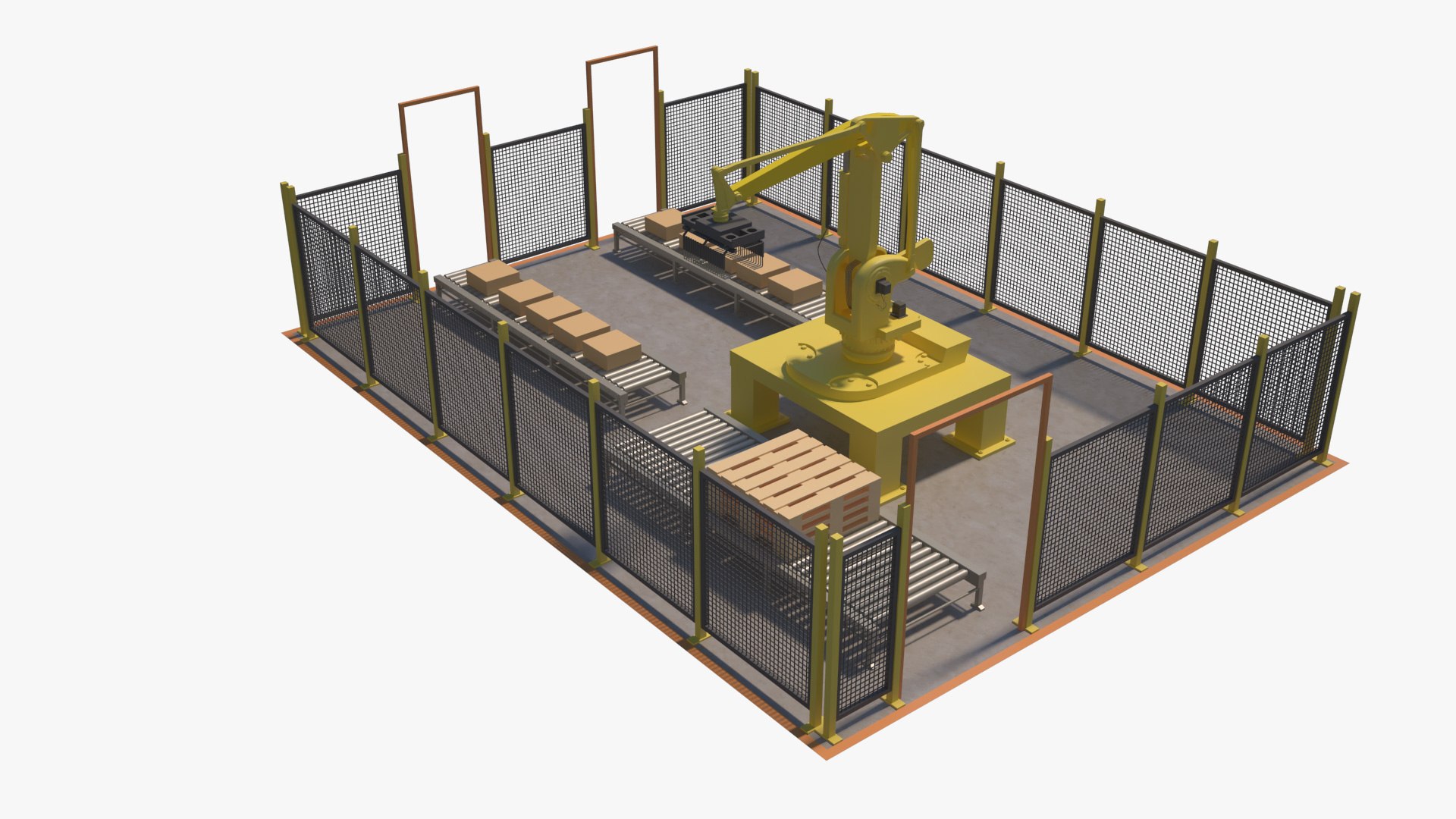 Palletizing Cell Scene 01 3D Model - TurboSquid 2139100
