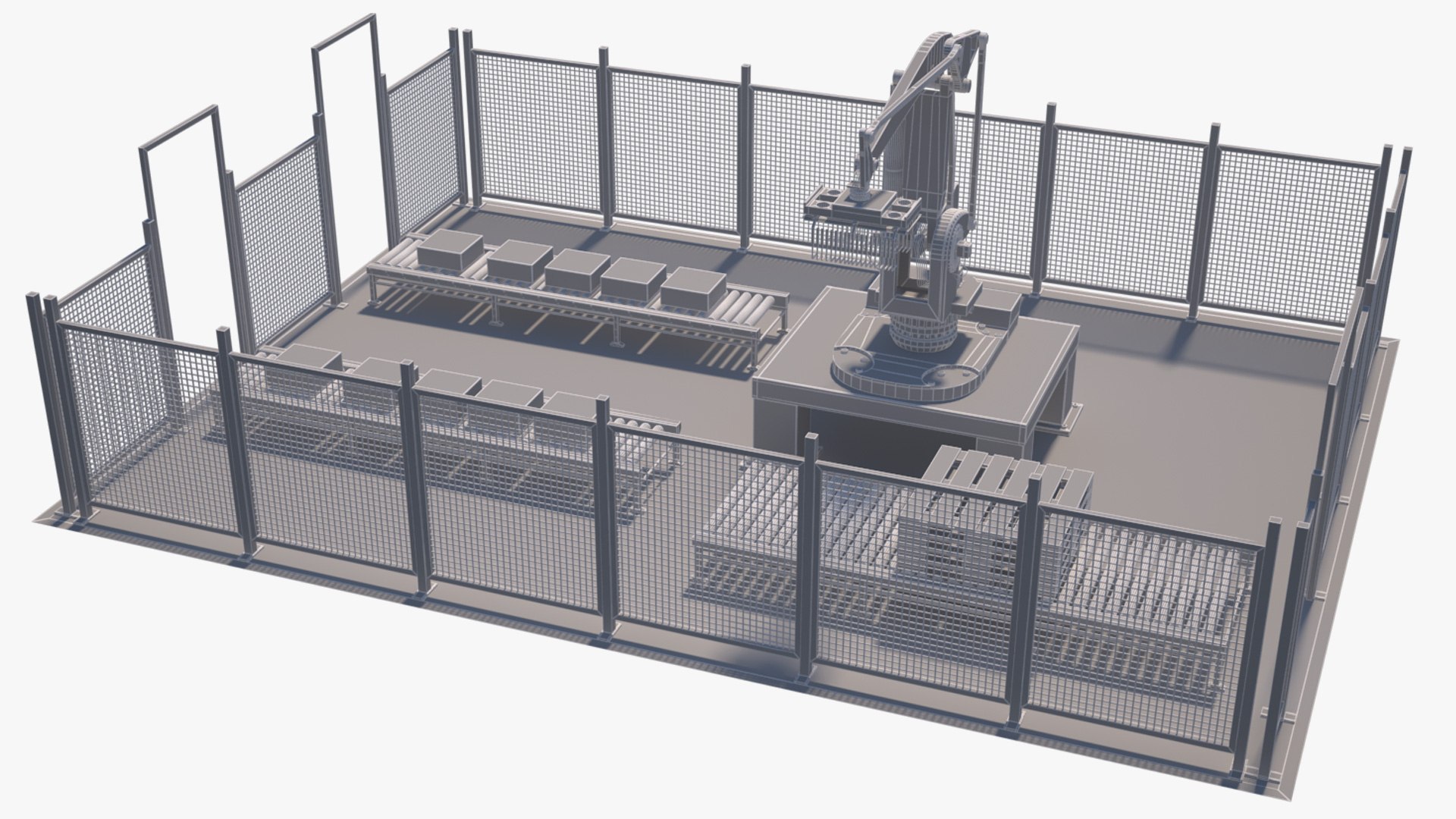 Palletizing Cell Scene 01 3D Model - TurboSquid 2139100