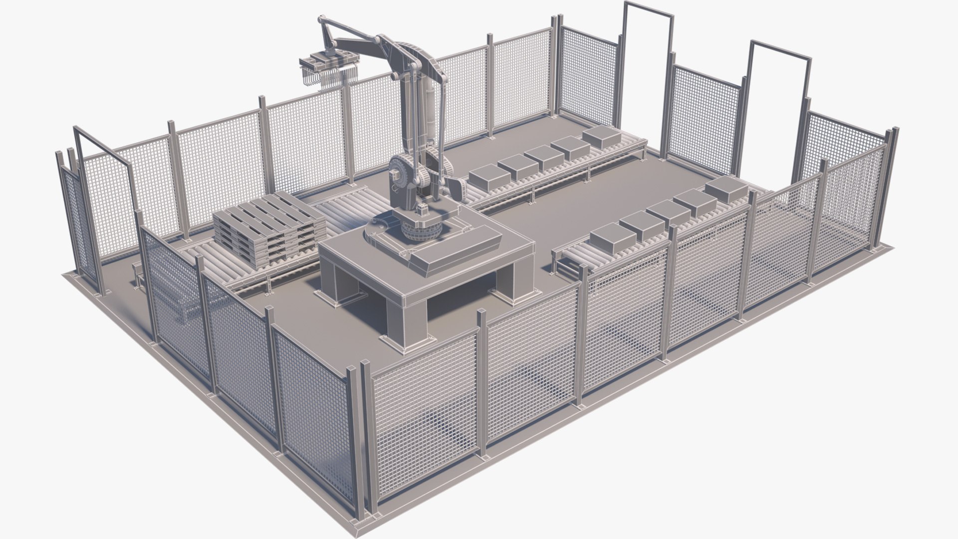 Palletizing Cell Scene 01 3D Model - TurboSquid 2139100