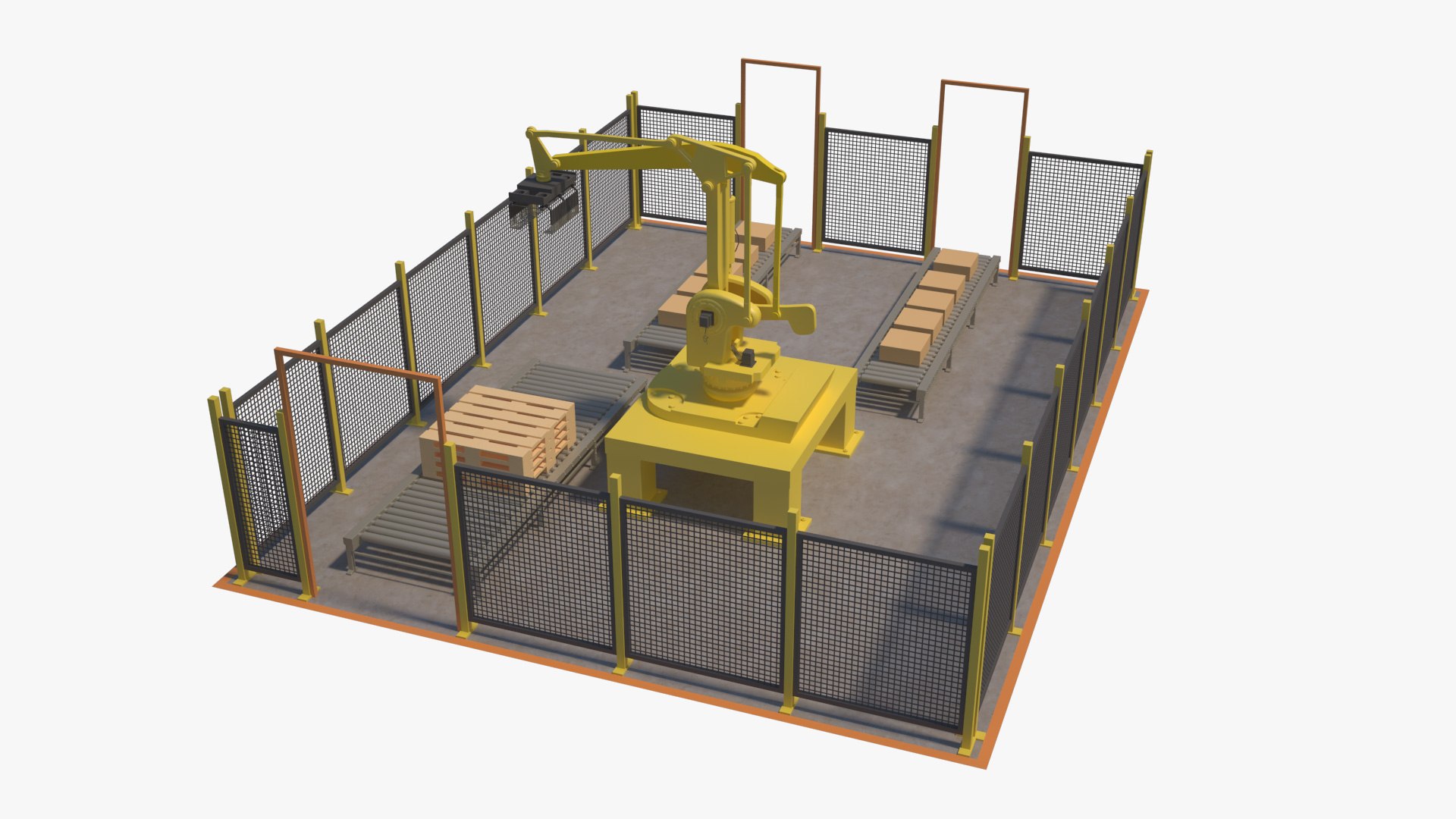 Palletizing Cell Scene 01 3D Model - TurboSquid 2139100
