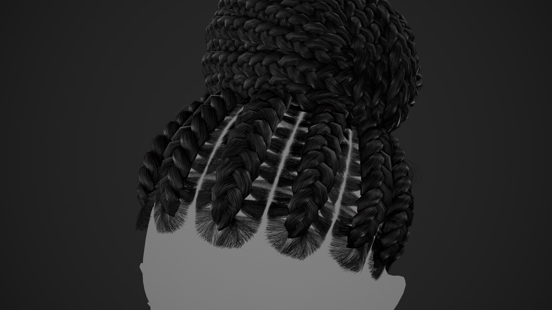 3D Female Hair Cards Style 6 - Braids Bun Model - TurboSquid 1983464