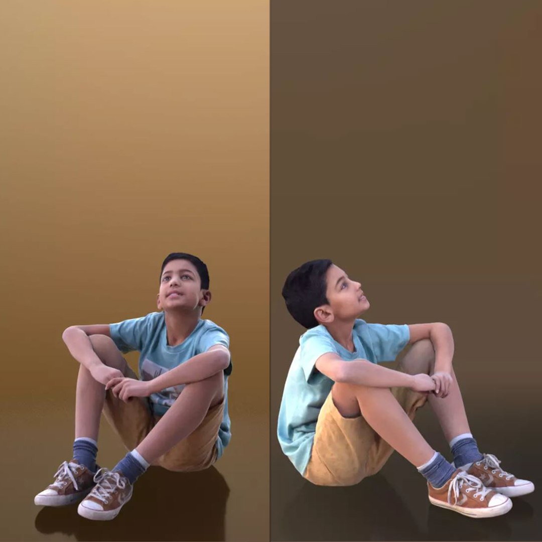 3D Boy Ground Sitting - TurboSquid 1712267