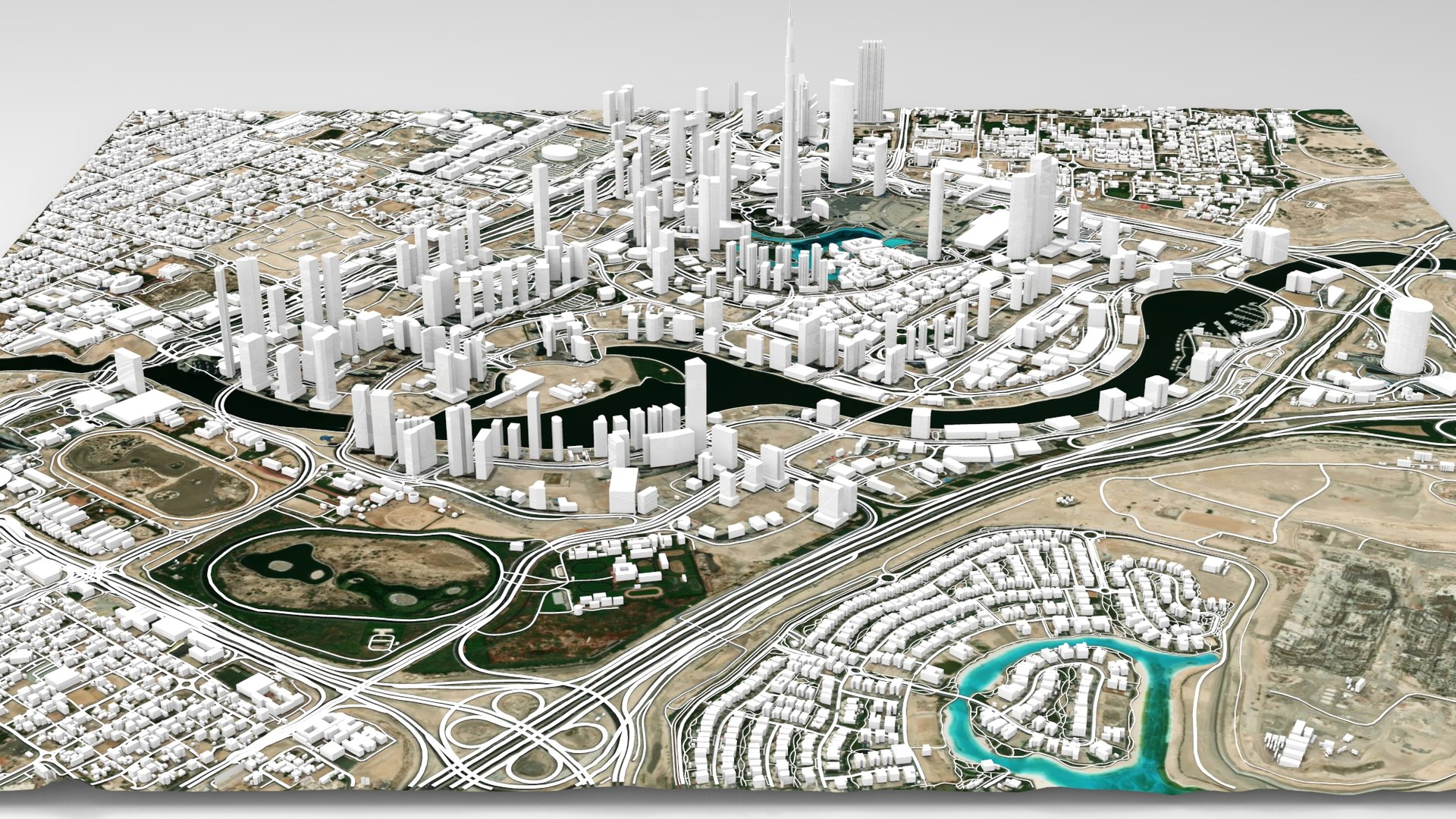 3D Model Cityscape Dubai Fragment City Down Town - TurboSquid 2153643