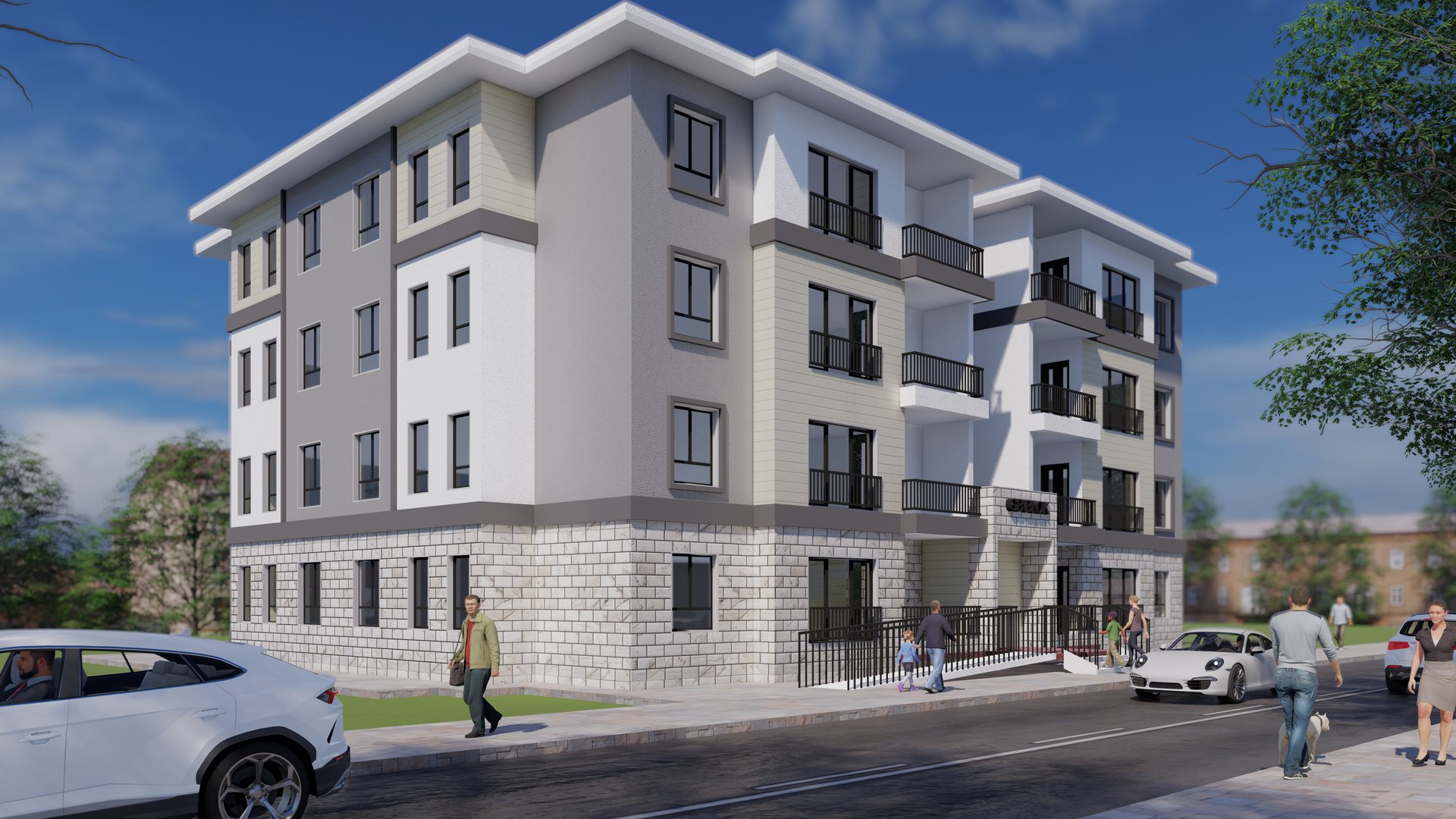 3D 4 Apartment Building - TurboSquid 2155058