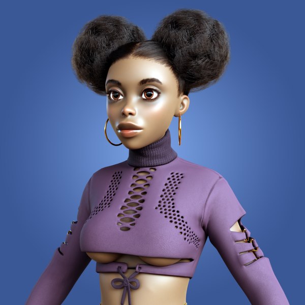 stylized female 3d character for rigging and animation Low-poly 3D ...