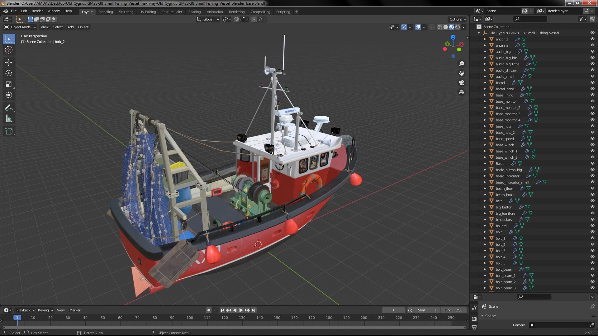 3D Model Old Cygnus GM28-38 Small Fishing Vessel - TurboSquid 2068468