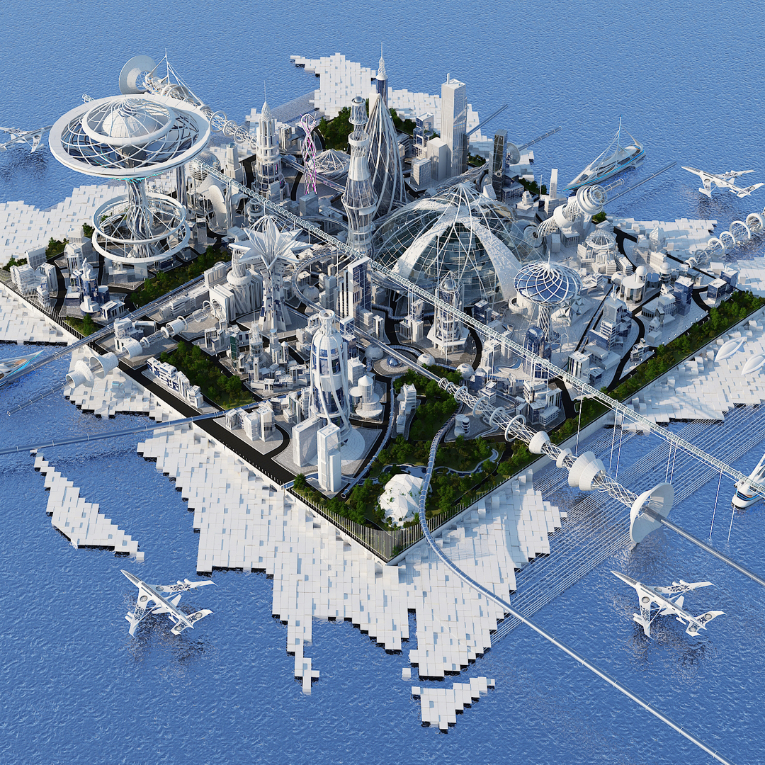Futuristic city 3D model - TurboSquid 1375868