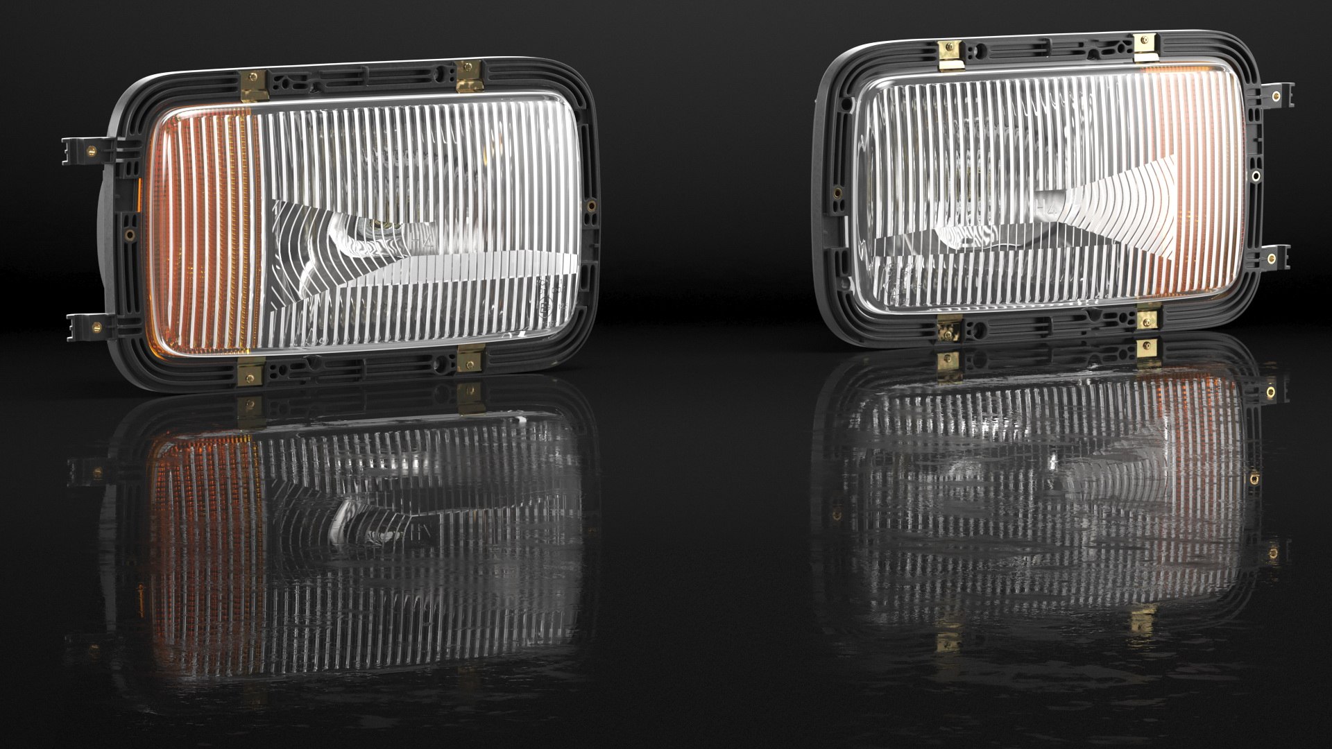 Rectangular Halogen H4 Truck Headlight Set 3D model - TurboSquid 1834149