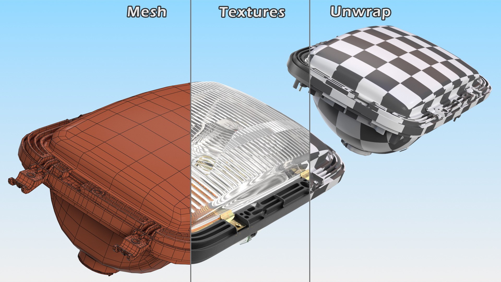 Rectangular Halogen H4 Truck Headlight Set 3D model - TurboSquid 1834149