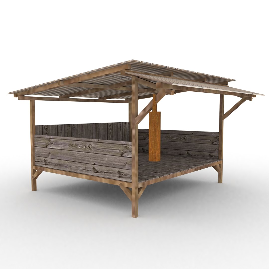 3D Model Wooden Security Pos Gazebo - TurboSquid 1765142