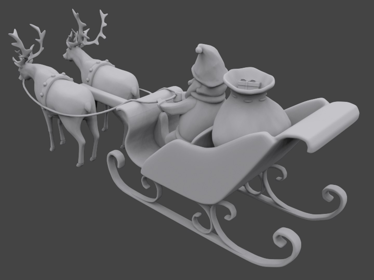 3d Santa Sleigh Model