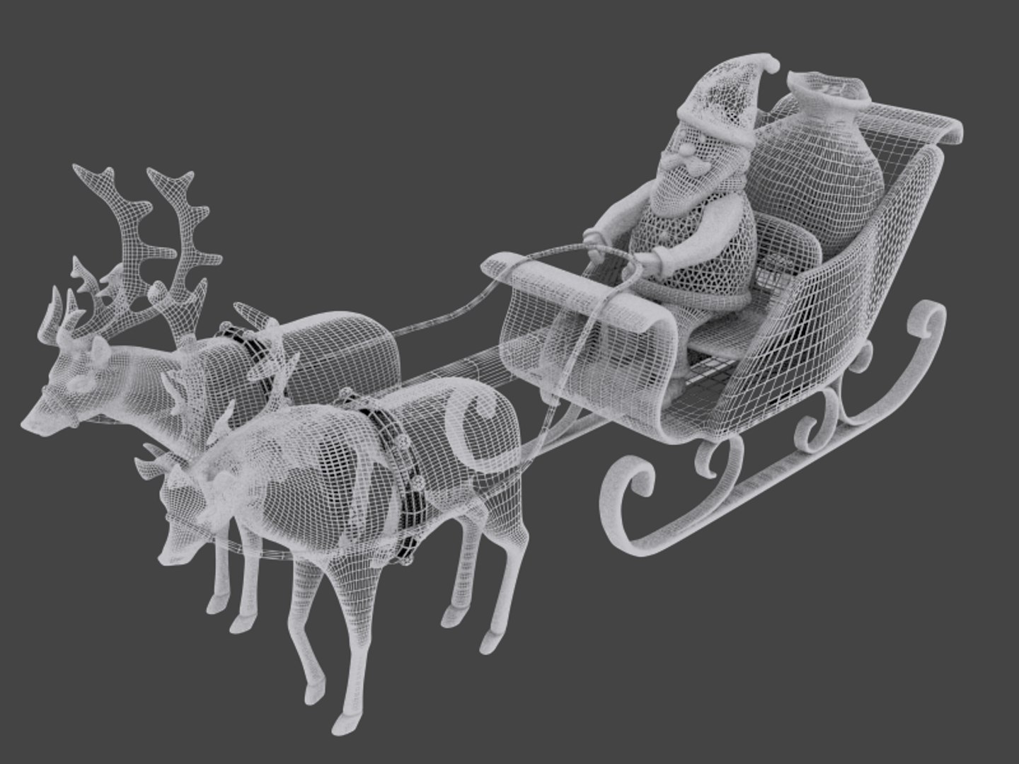 3d Santa Sleigh Model