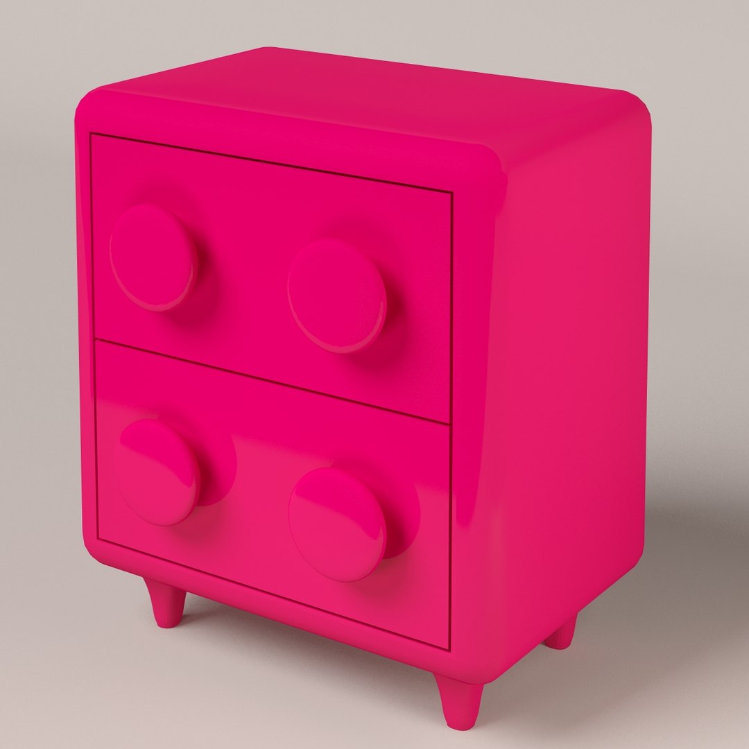 Modern Pink Nightstand 3d Model
