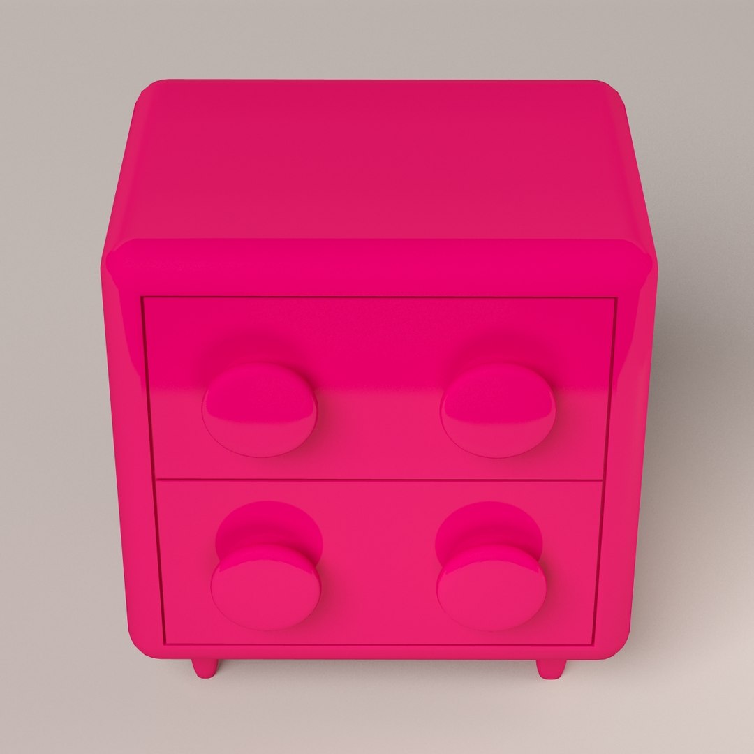 Modern Pink Nightstand 3d Model
