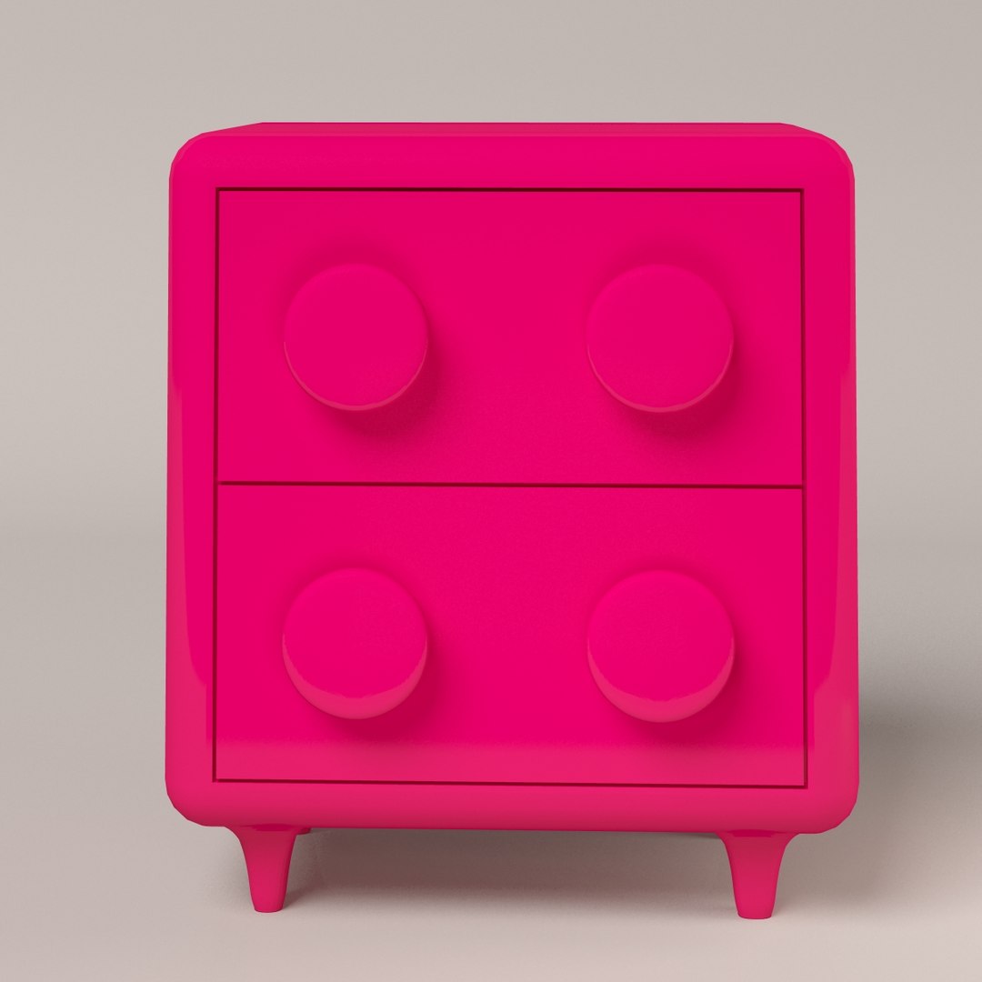 Modern Pink Nightstand 3d Model