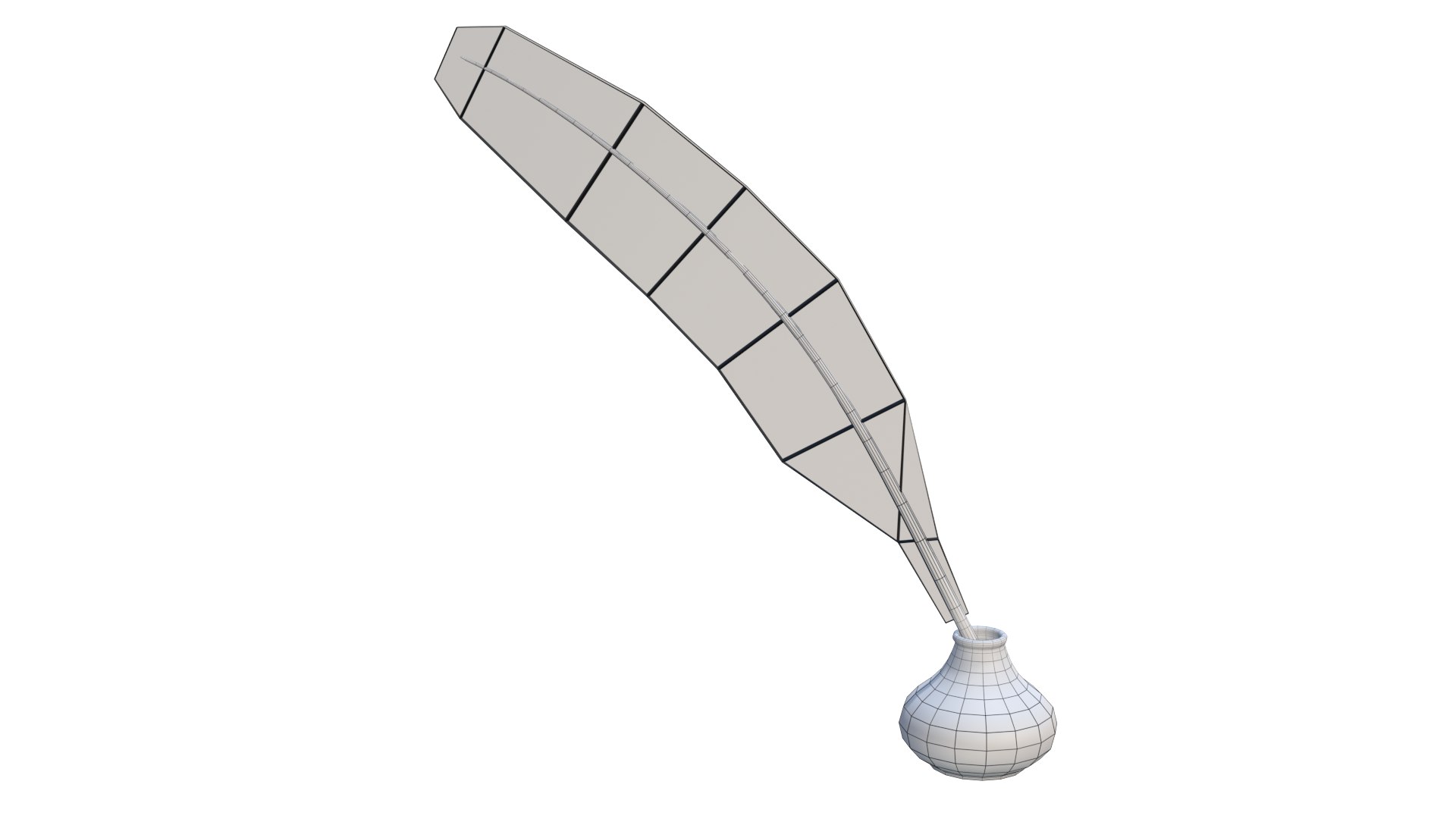 3D Model Quill And Ink Pot 3D Model - TurboSquid 2305179