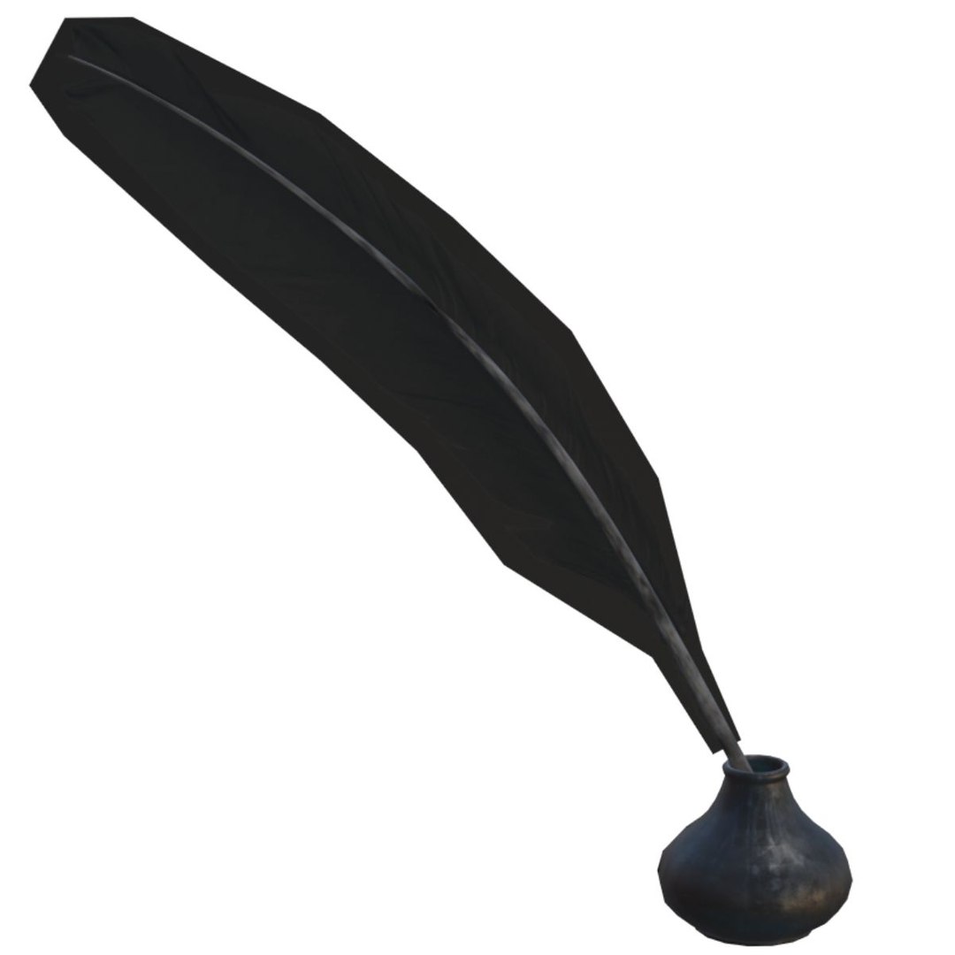 3D Model Quill And Ink Pot 3D Model - TurboSquid 2305179