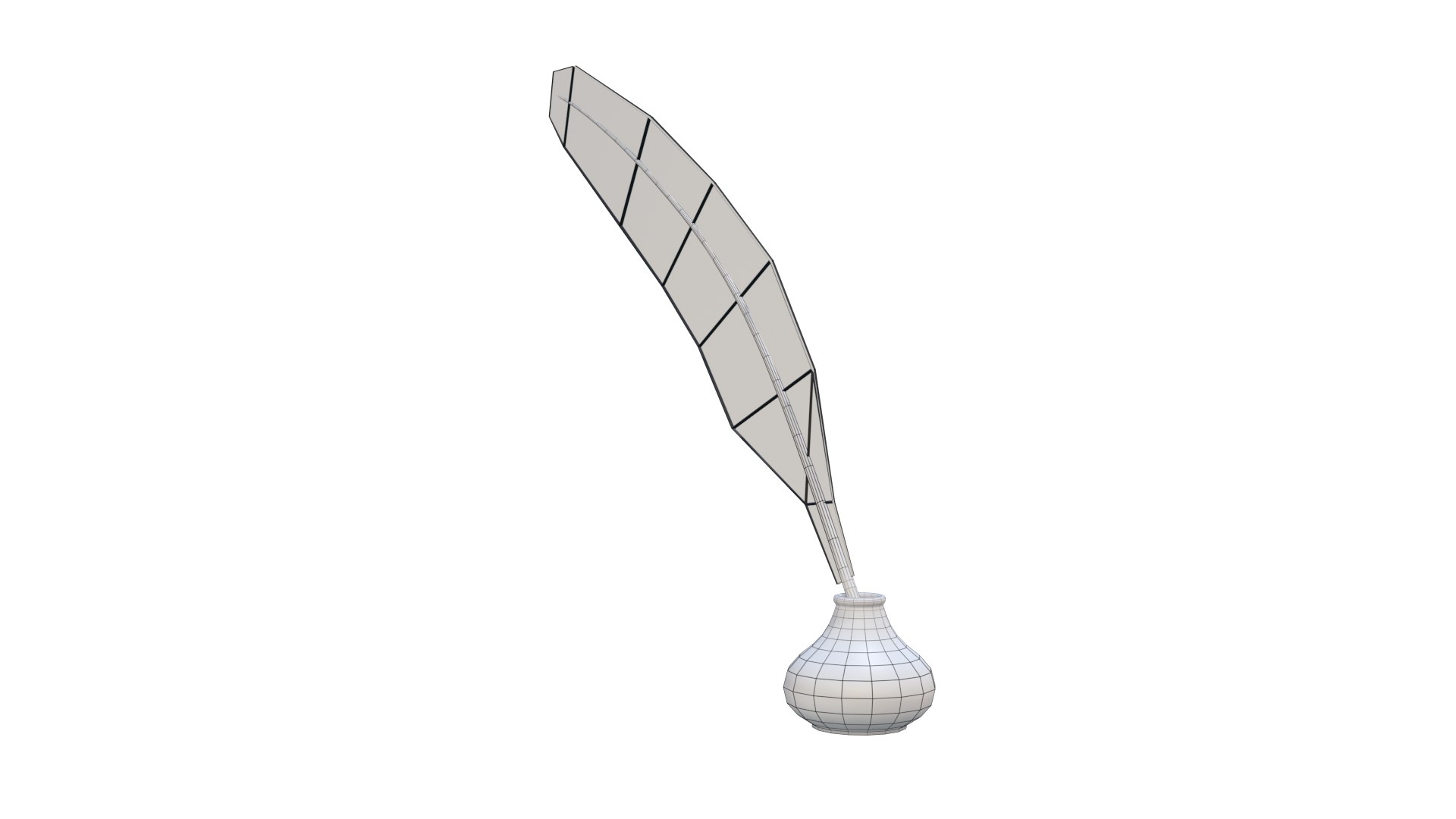 3D Model Quill And Ink Pot 3D Model - TurboSquid 2305179