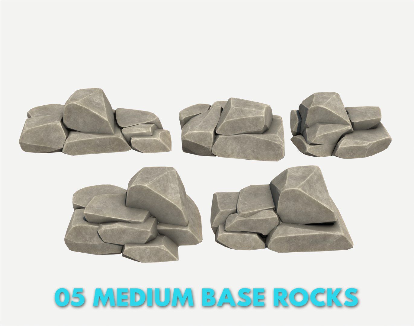 3D 30 Low poly PBR Stylized Block Rock - 3D Game Asset model ...