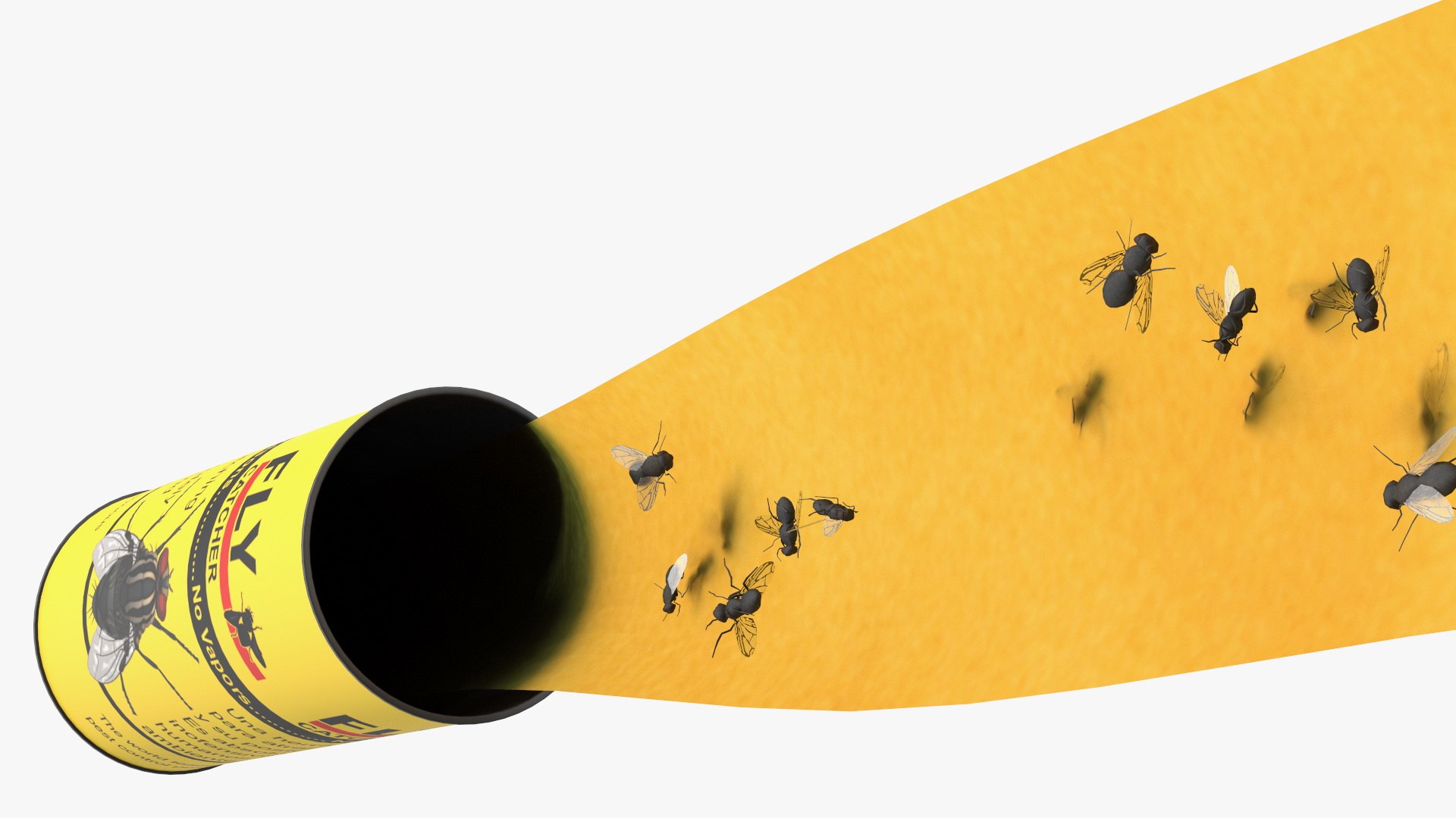 3D Fly Tape Paper Opened With Fly Model - TurboSquid 2105601