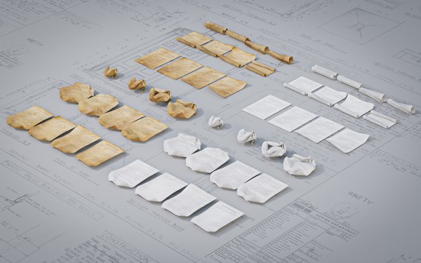 56 구겨진 파편 종이 팩 3D 모델 - TurboSquid 1805342