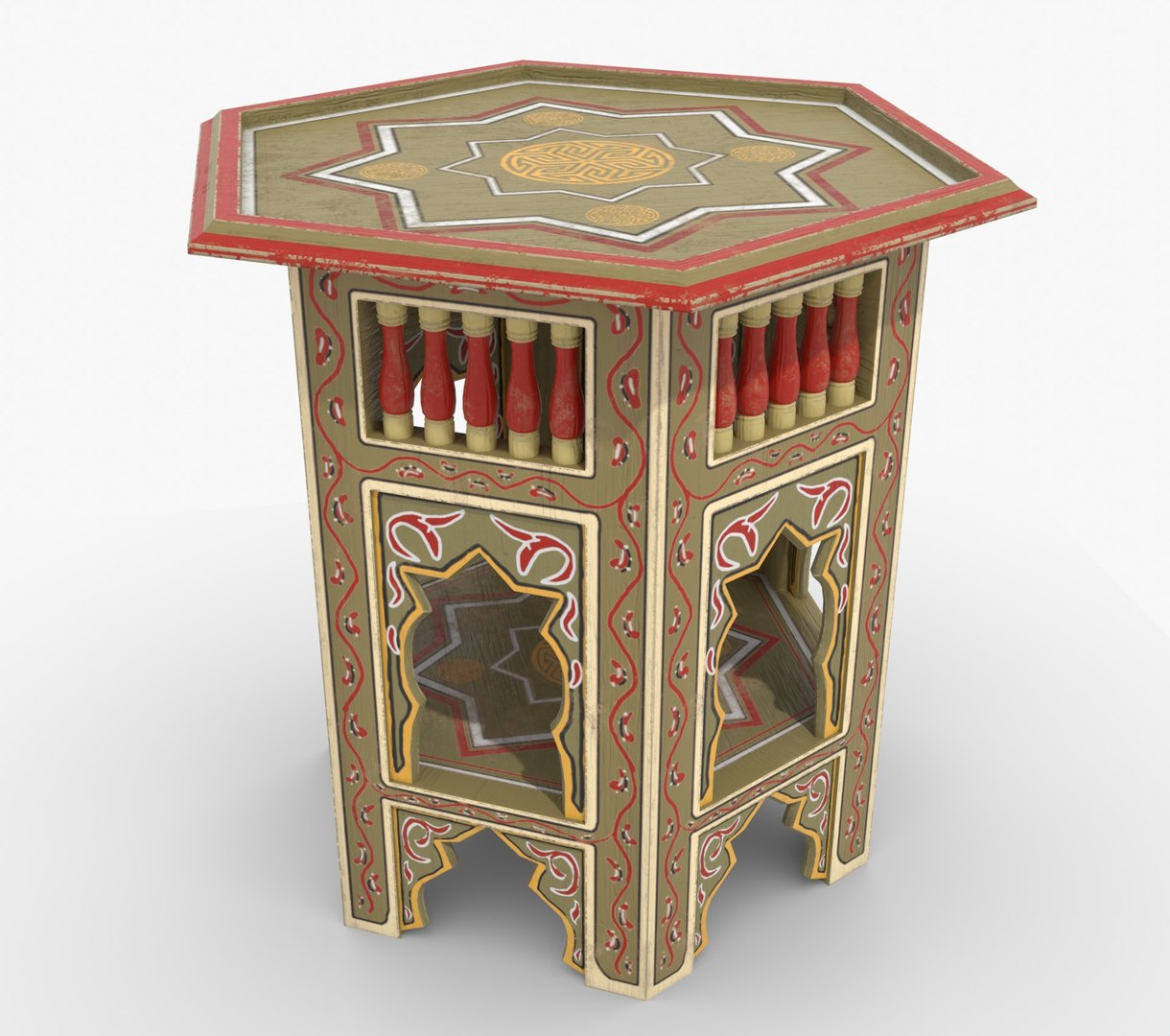 Painted Table Arabic Design model - TurboSquid 1994796