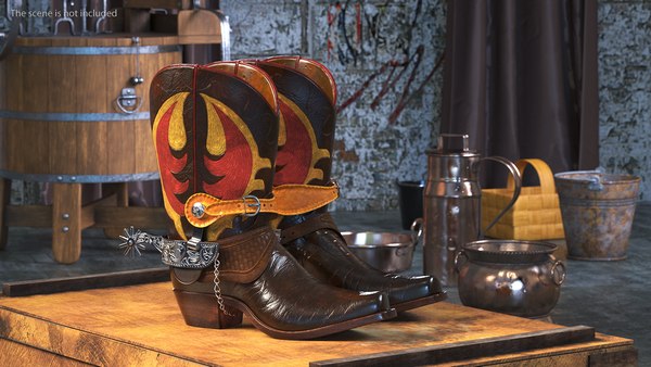 Cowboy Boots with Spurs 3D model - TurboSquid 1894085