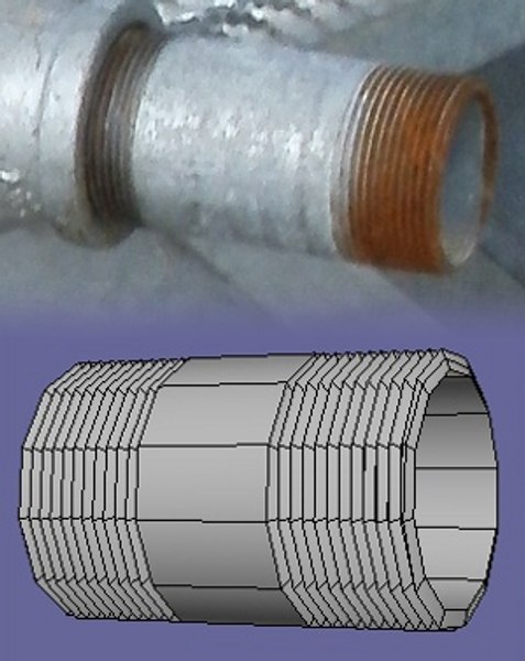 threaded pipe long 3d model