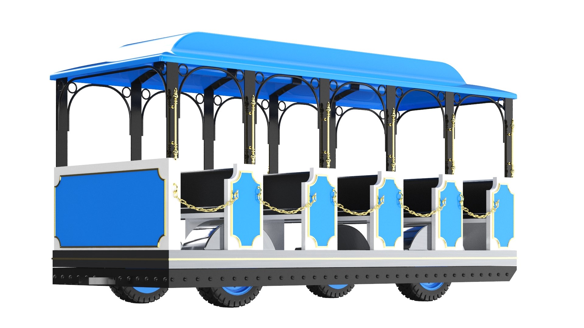 3D Detailed Passenger Car Tourist Trolley Model - TurboSquid 2171902