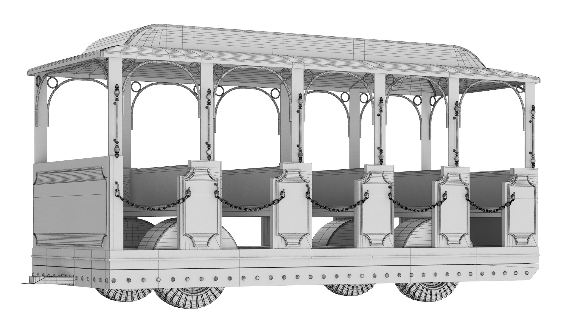3D Detailed Passenger Car Tourist Trolley Model - TurboSquid 2171902