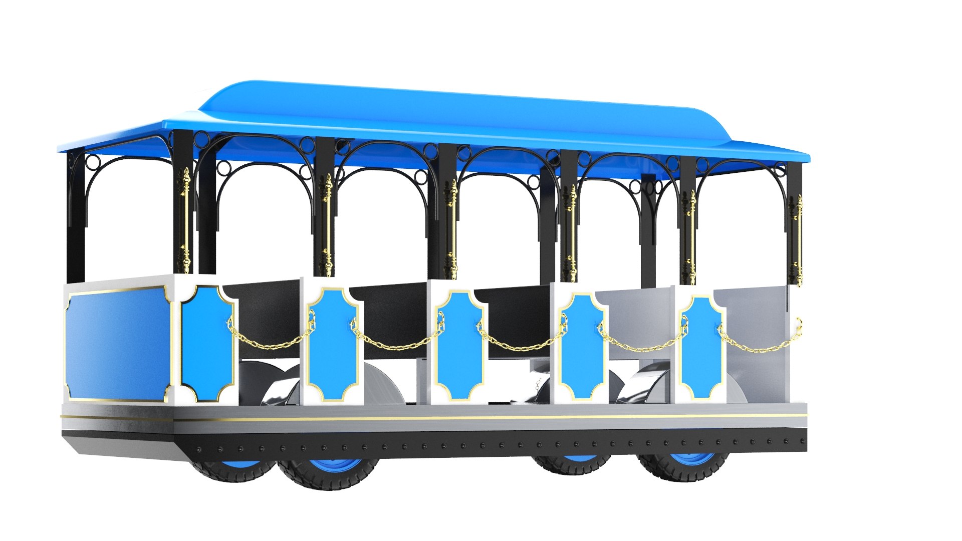 3D Detailed Passenger Car Tourist Trolley Model - TurboSquid 2171902